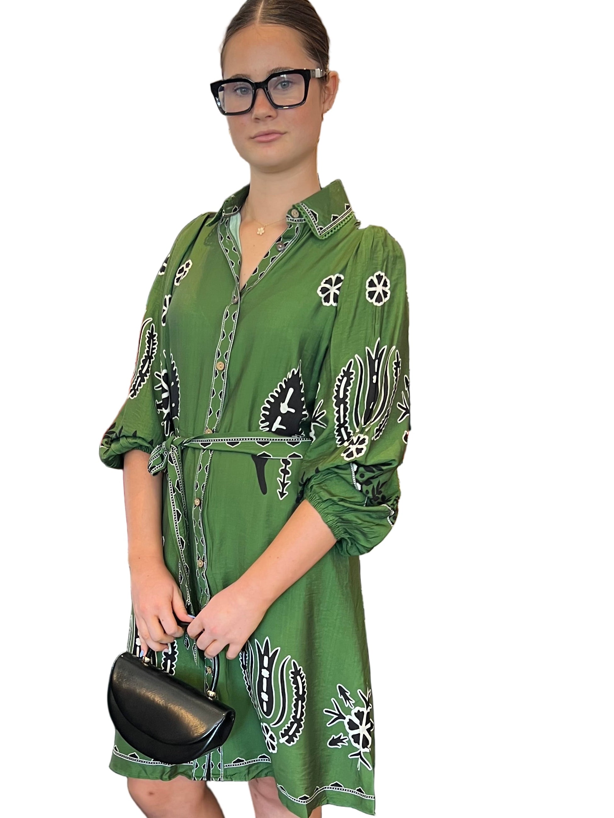 New U Collection Sophie Mini Dress - Green, Black & White – Red Hill ...