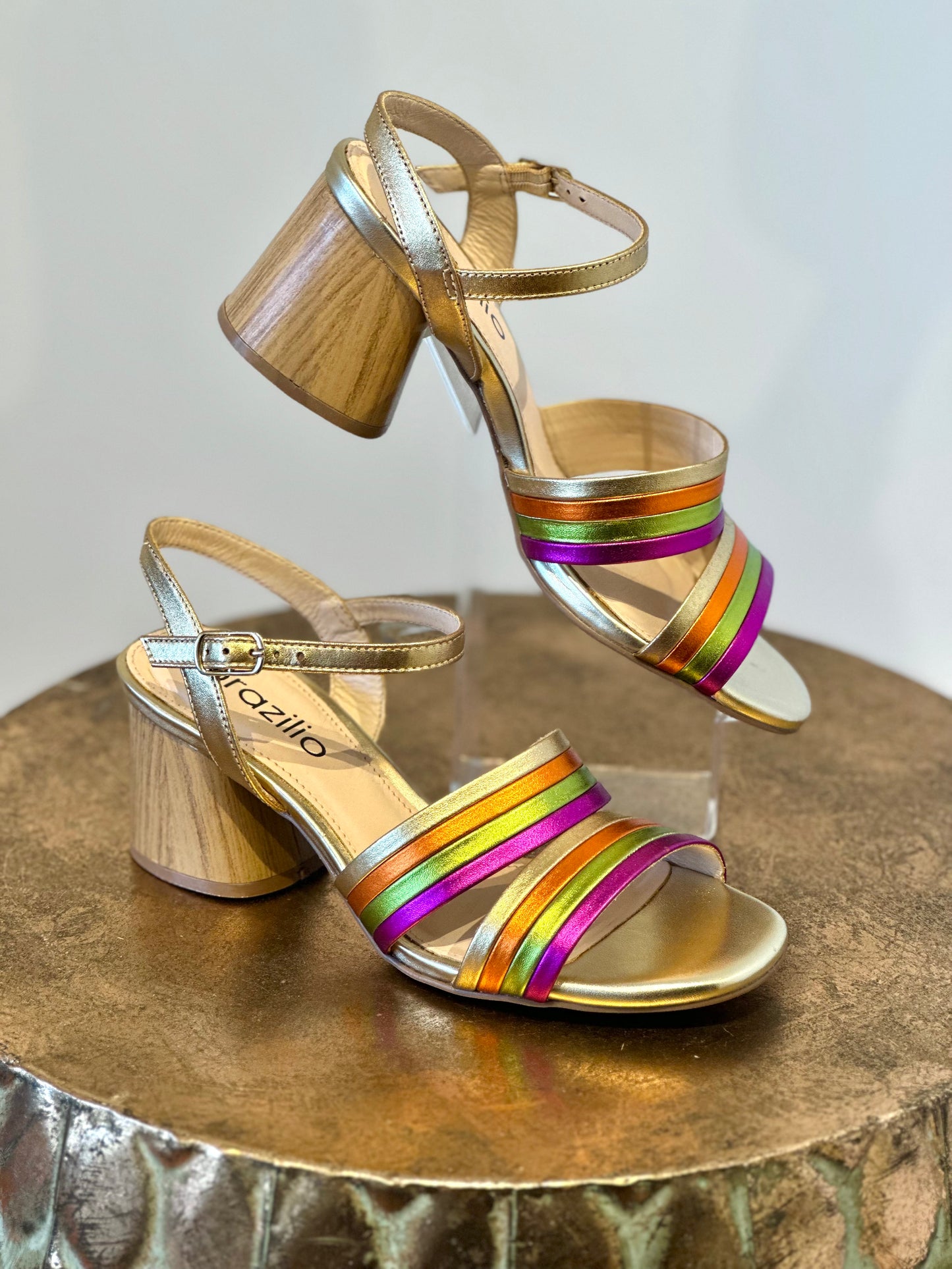 Brazilio Metal Rainbow & Gold Heels – Red Hill Collective